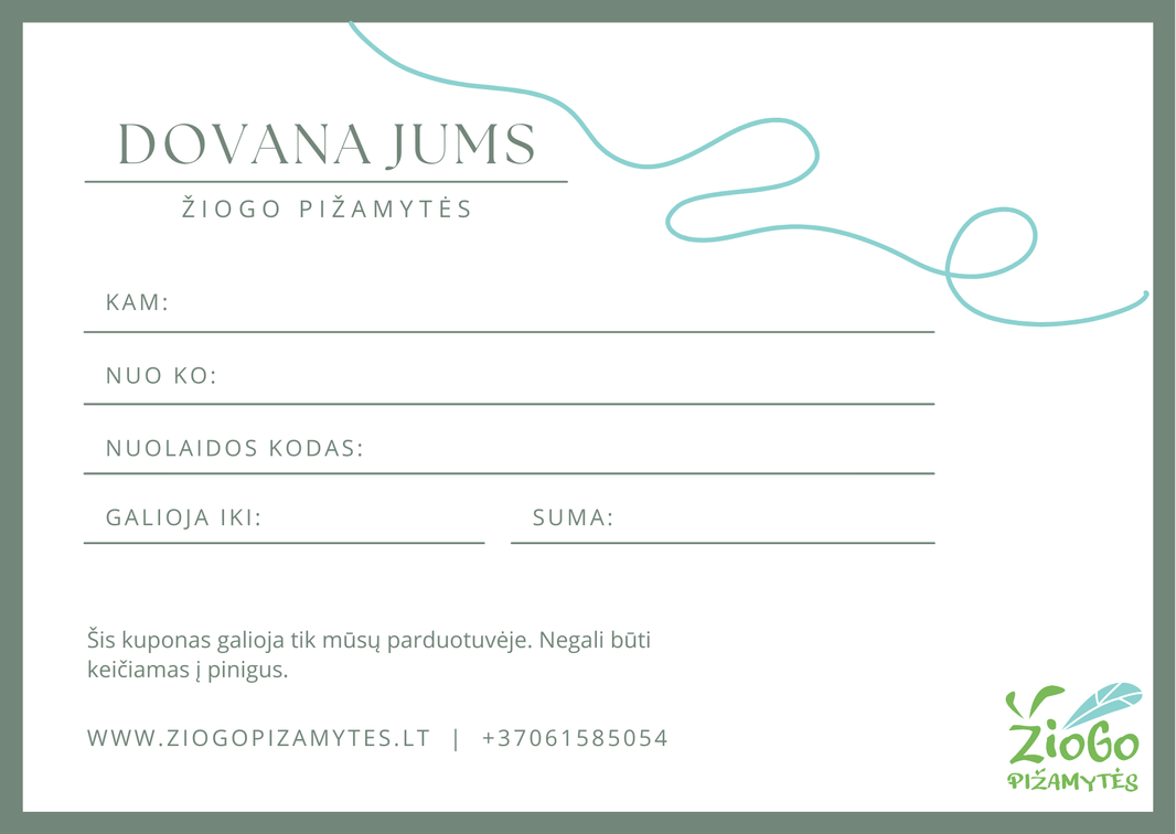 Dovanų čekis – Žiogo pižamytės